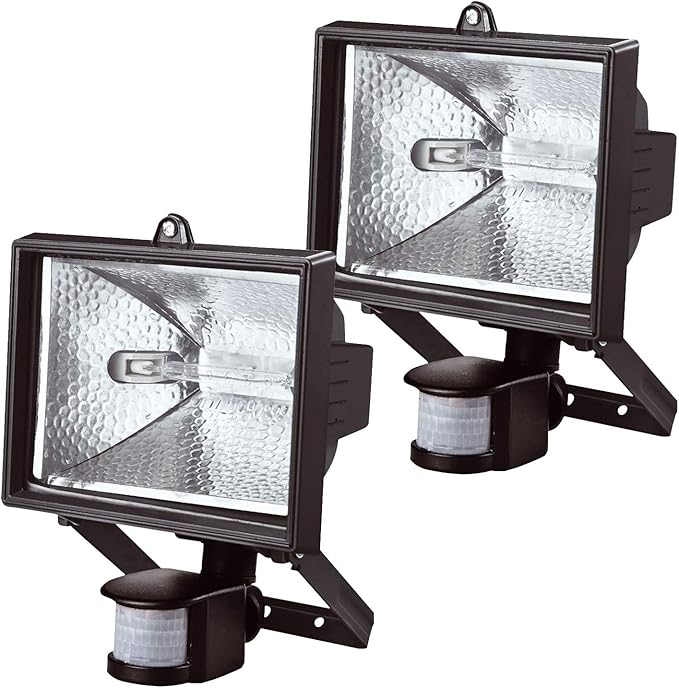 Bond Hardware 2 x 400W Black Aluminium Halogen Floodlight Security ...