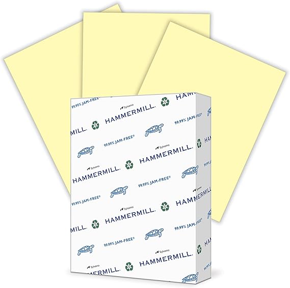 Hammermill Colored Paper, 24 lb Canary Printer Paper, 8.5 x 11 - 1 Ream ...
