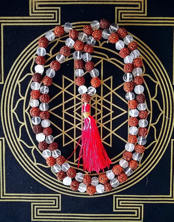 Royal Gems Spatika Rudraksha Mala Best Combination Natural Quartz ...