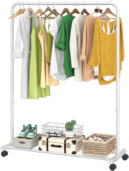 Amazon.com: Simple Trending Standard Clothes Clothing Garment Rack with ...