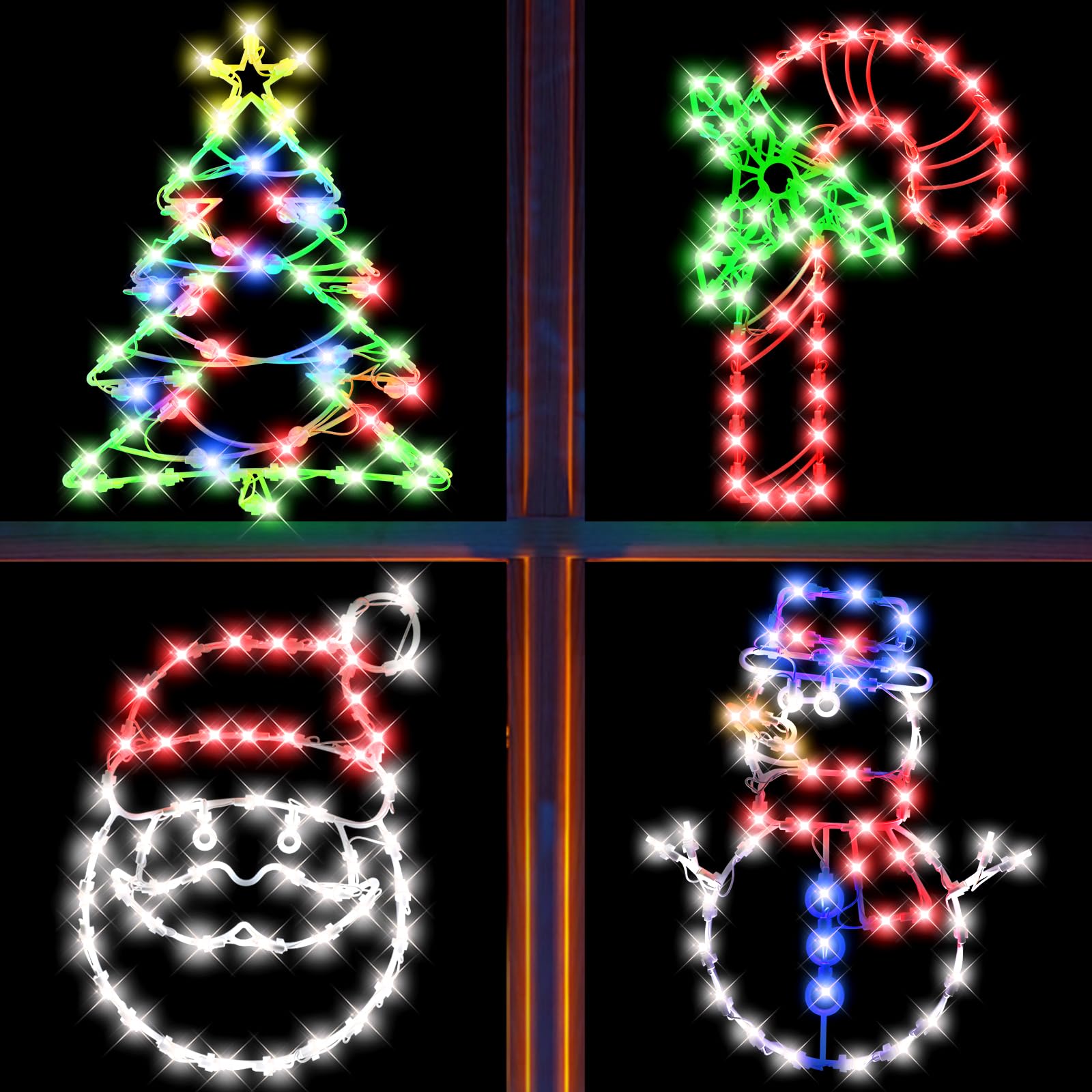 Amazon.com: 4 Pack Christmas Window Silhouette LED Lights Decorations ...