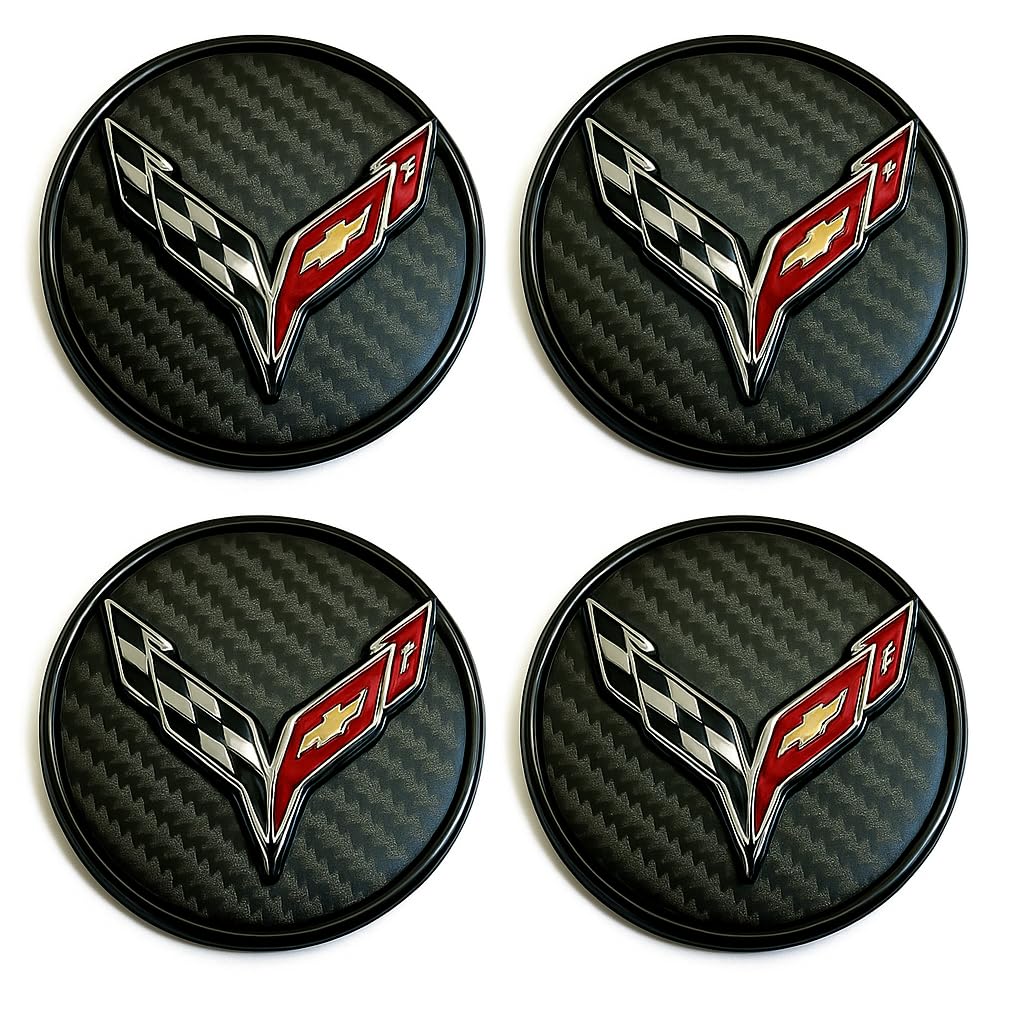 Black Chevy Center Caps 2020+ Covette C8 Floating Cente Caps - Custom ...