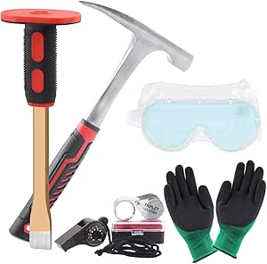 Wokape 6Pcs Geology Rock Equipment Tool Set, Rock Hammer and Mason ...