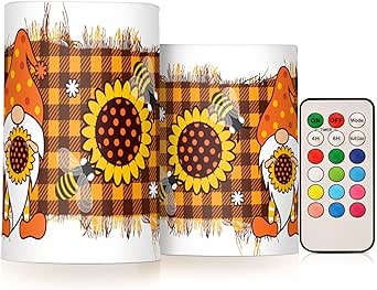 Amazon.com: PBJCKAH Thanksgiving Gnomes and Bee Flameless Candles with ...