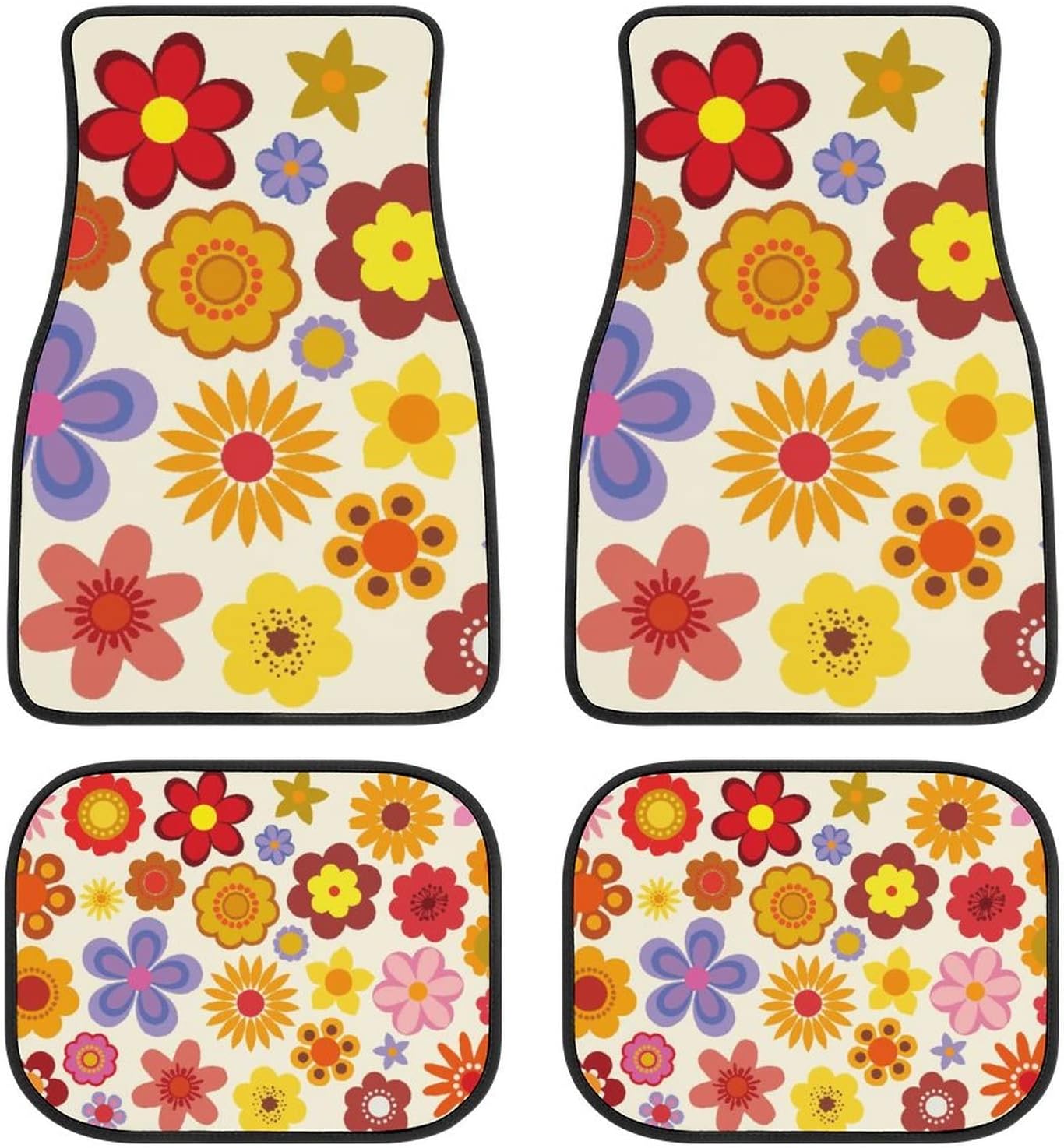 Amazon.com: WANLIRD 4Pcs Auto Car Floor Mat Green Hippie Vintage ...