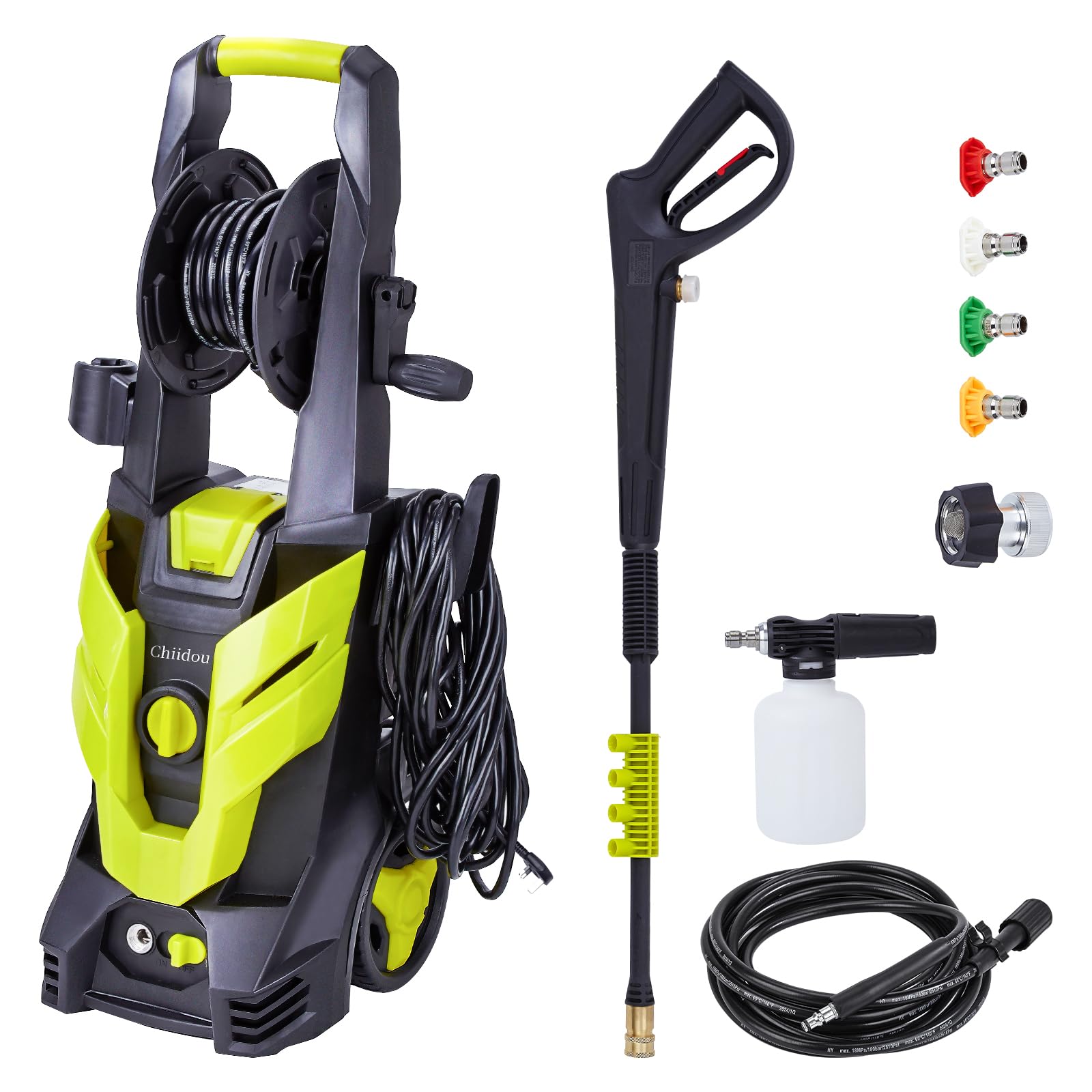 Chiidou Power Pressure Washer, 1800W 150Bar Portable Jet Wash Electric ...