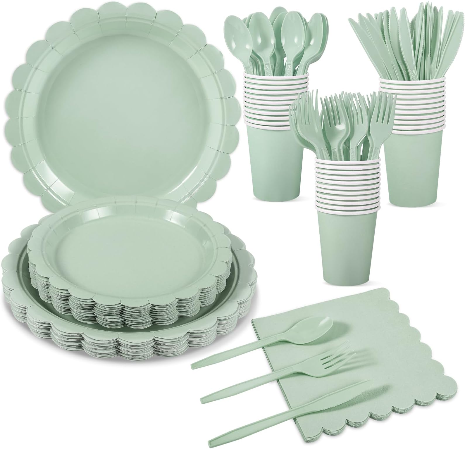 Amazon.com: Gejoy 72 Pcs Disposable Dinnerware Set including Sage Paper ...