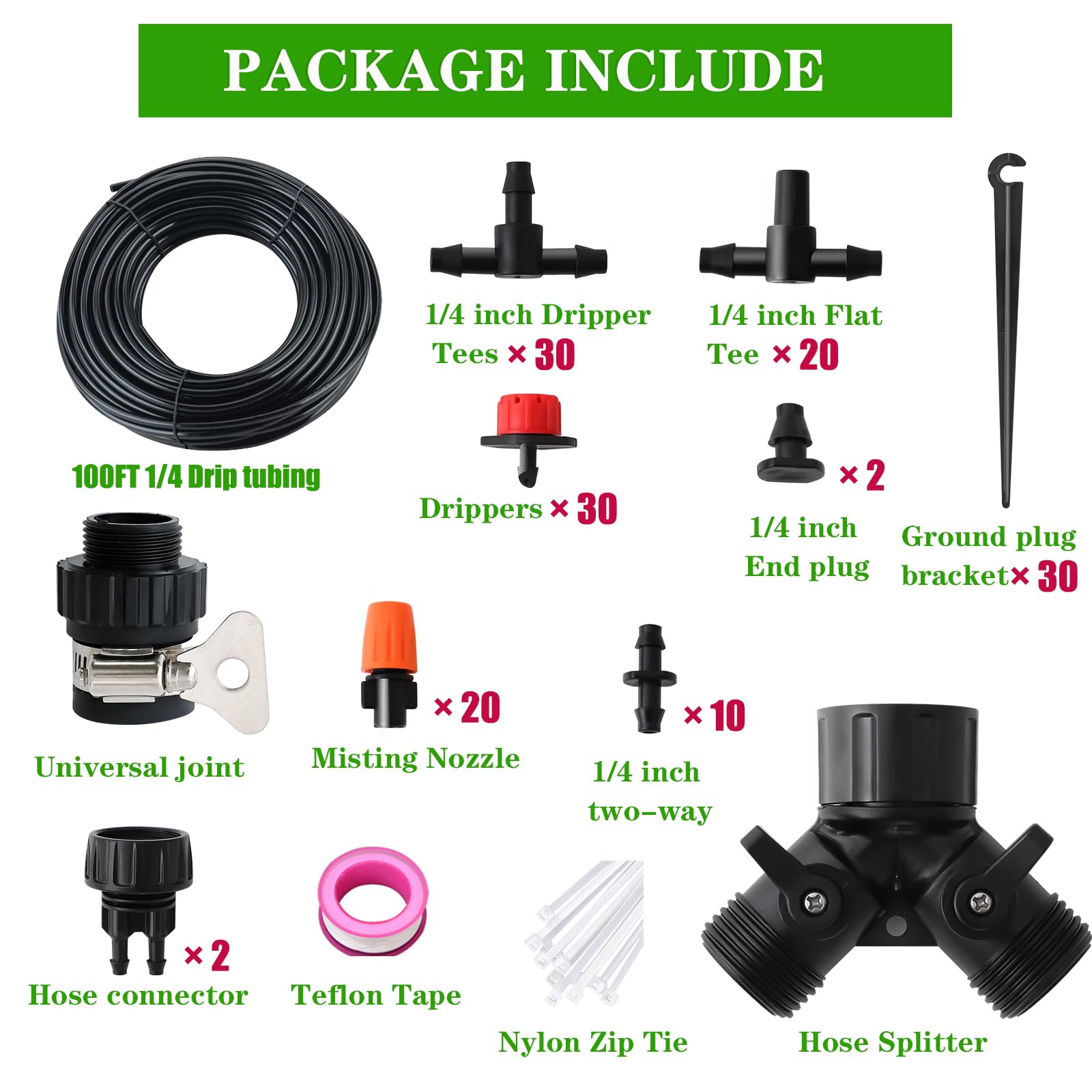 Snapklik.com : Drip Irrigation Kit, Garden Irrigation System 1/4" Blank ...