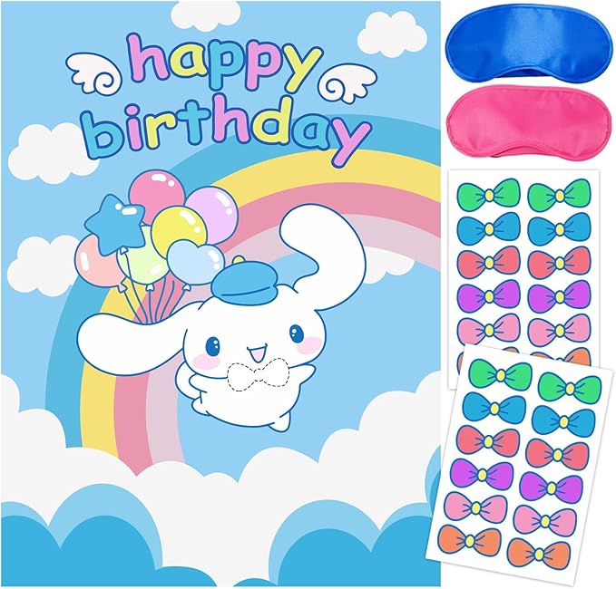 Amazon.com: Falnex Cinnamoroll Birthday Decorations, Pin The Bow on ...