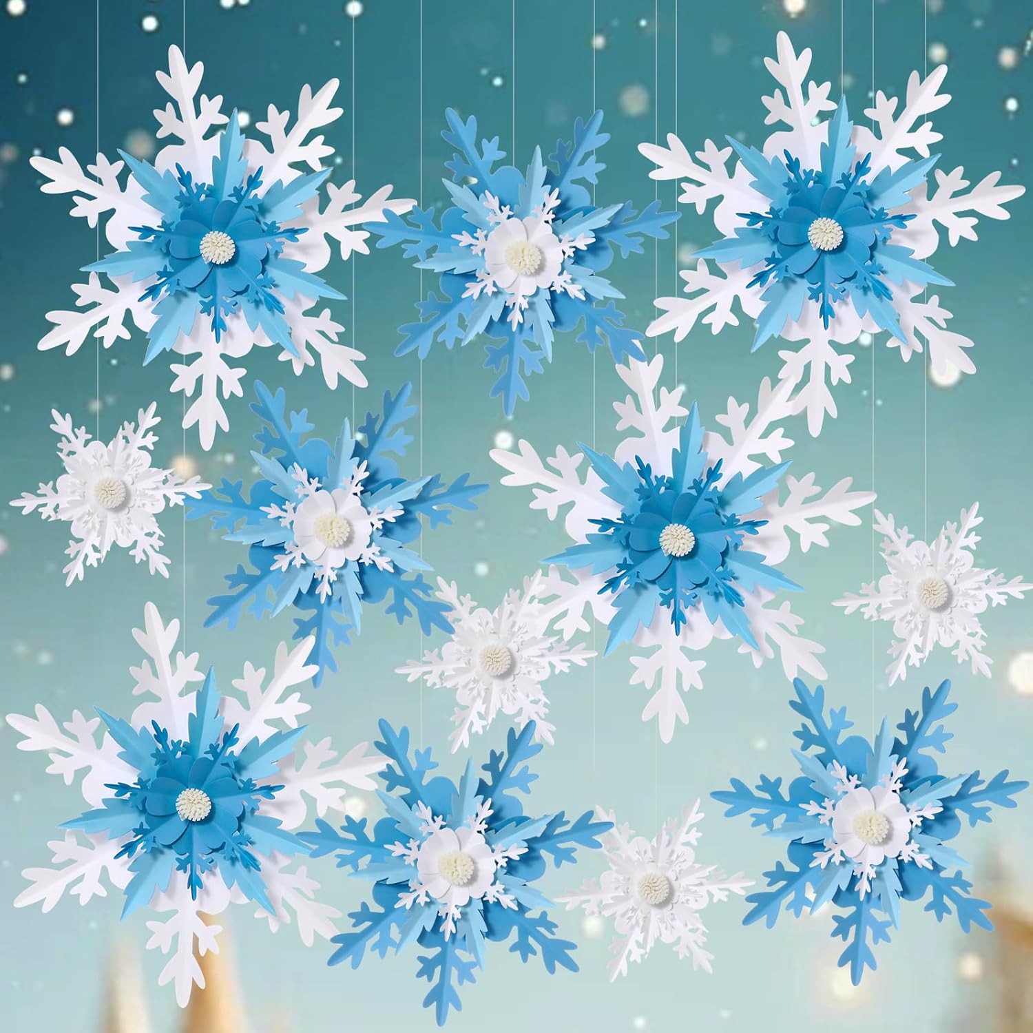 Amazon.com: Fullhawl 12 Pcs Christmas Hanging Snowflakes Decorations ...