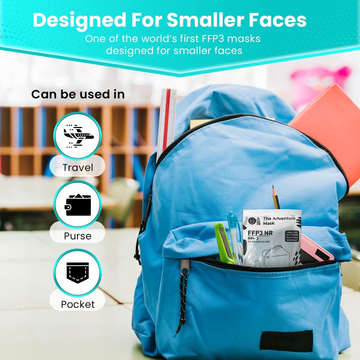 Small Size Disposable FFP3 Face Mask with Premium Ear Loops – Box of 10 ...