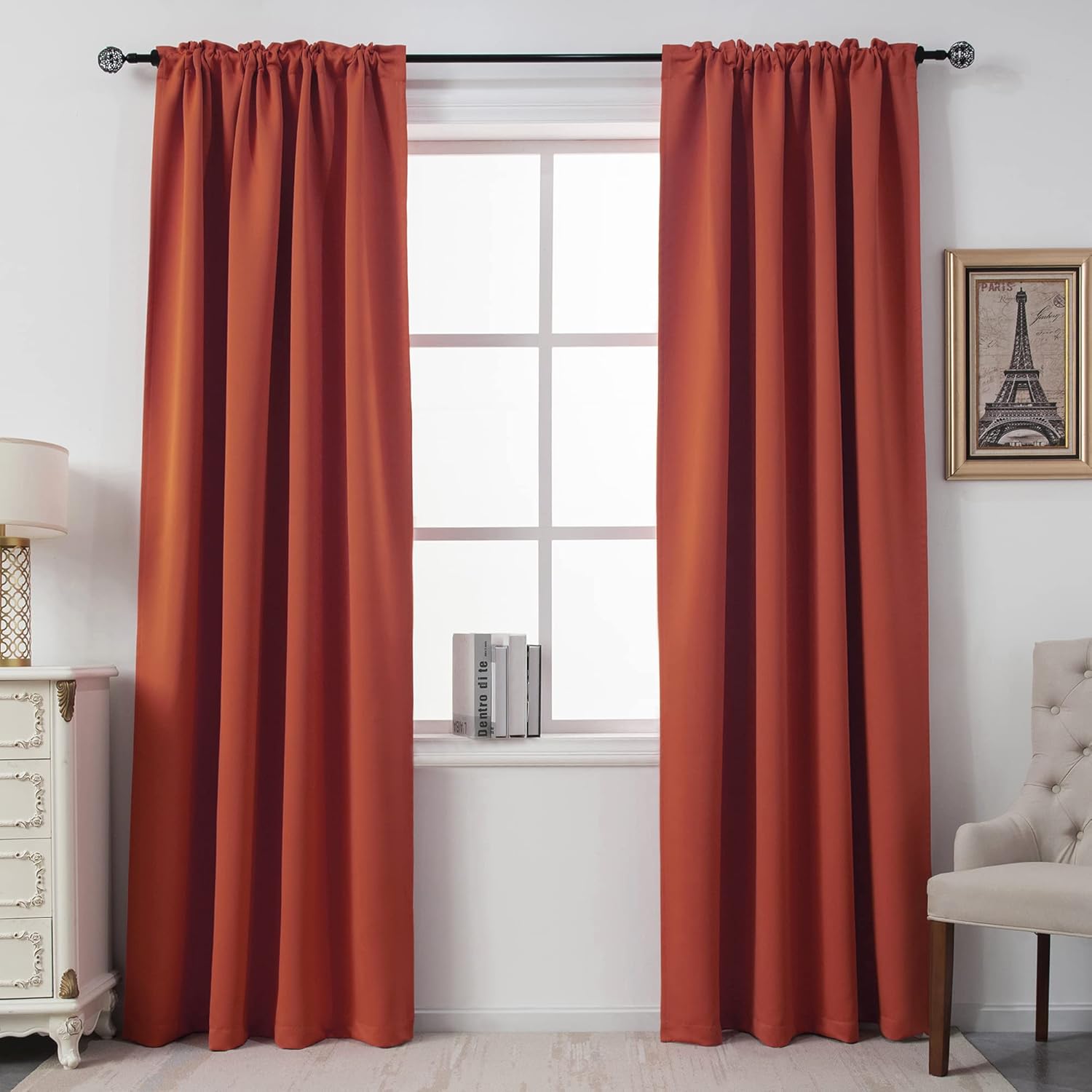 DUALIFE Rust Curtains for Living Room - 72 Inch Length Rod Pocket ...
