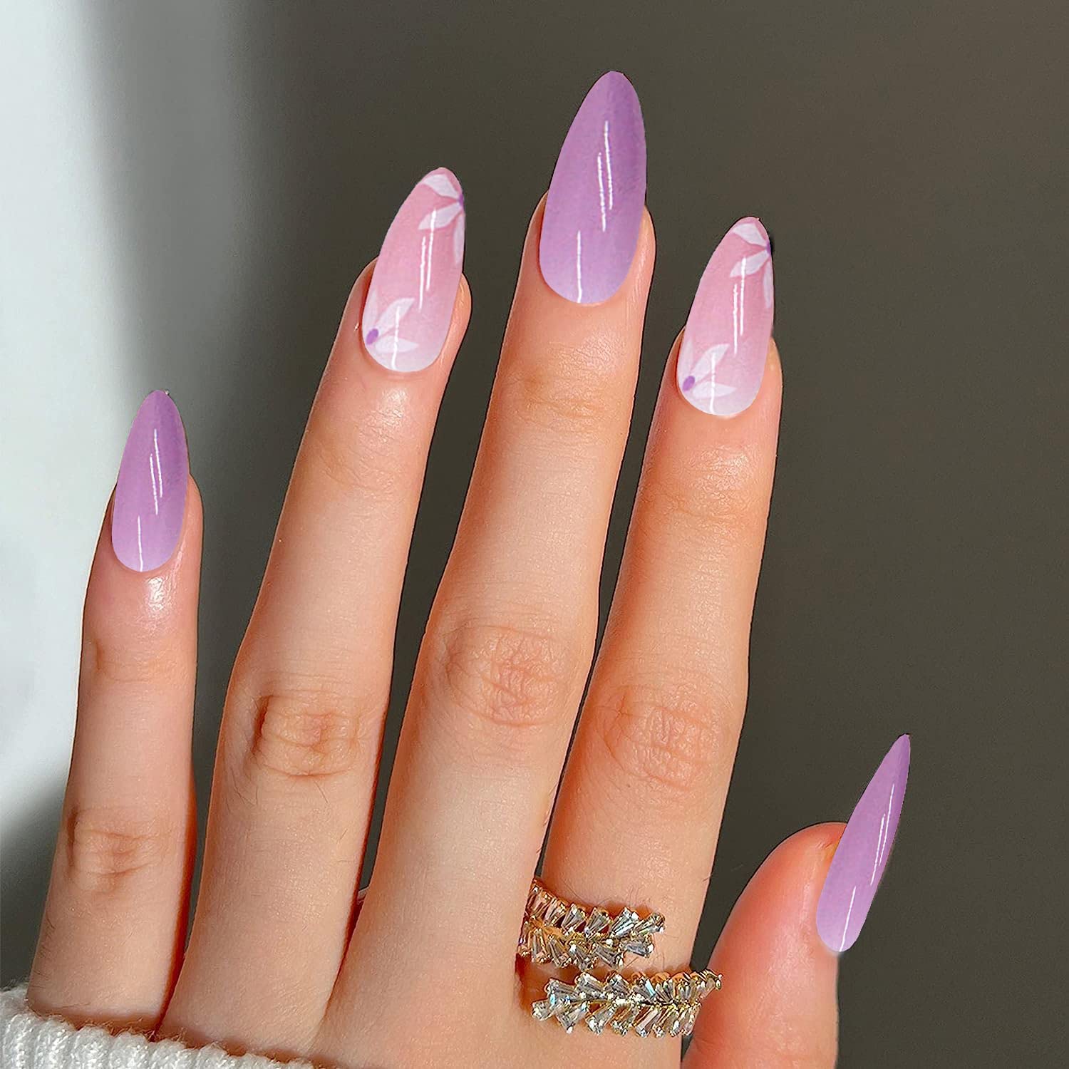 Purple Almond Acrylic Nails