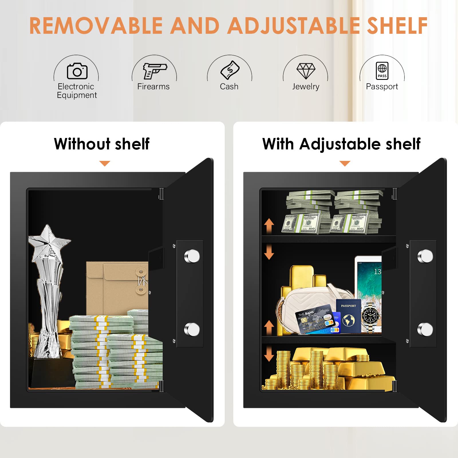 Snapklik.com : Electronic Flat Wall Safes Between The Studs Fireproof