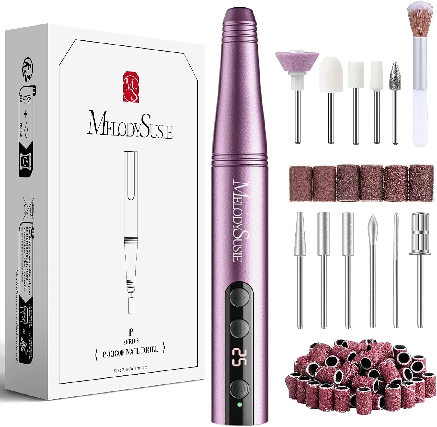 MelodySusie Electric Nail Files 11 in 1 Kit PC180F Cordless Nail Drill ...