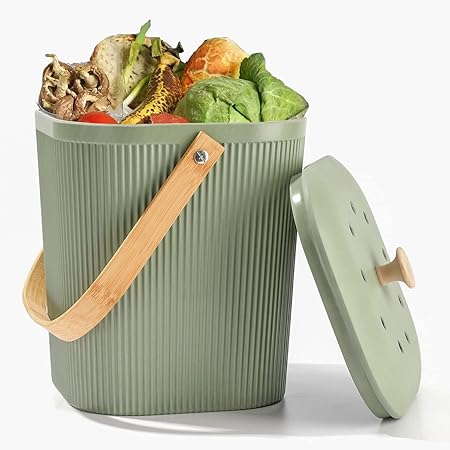 Amazon.com : Bamboozle Kitchen Compost Bin – Indoor Countertop Food ...