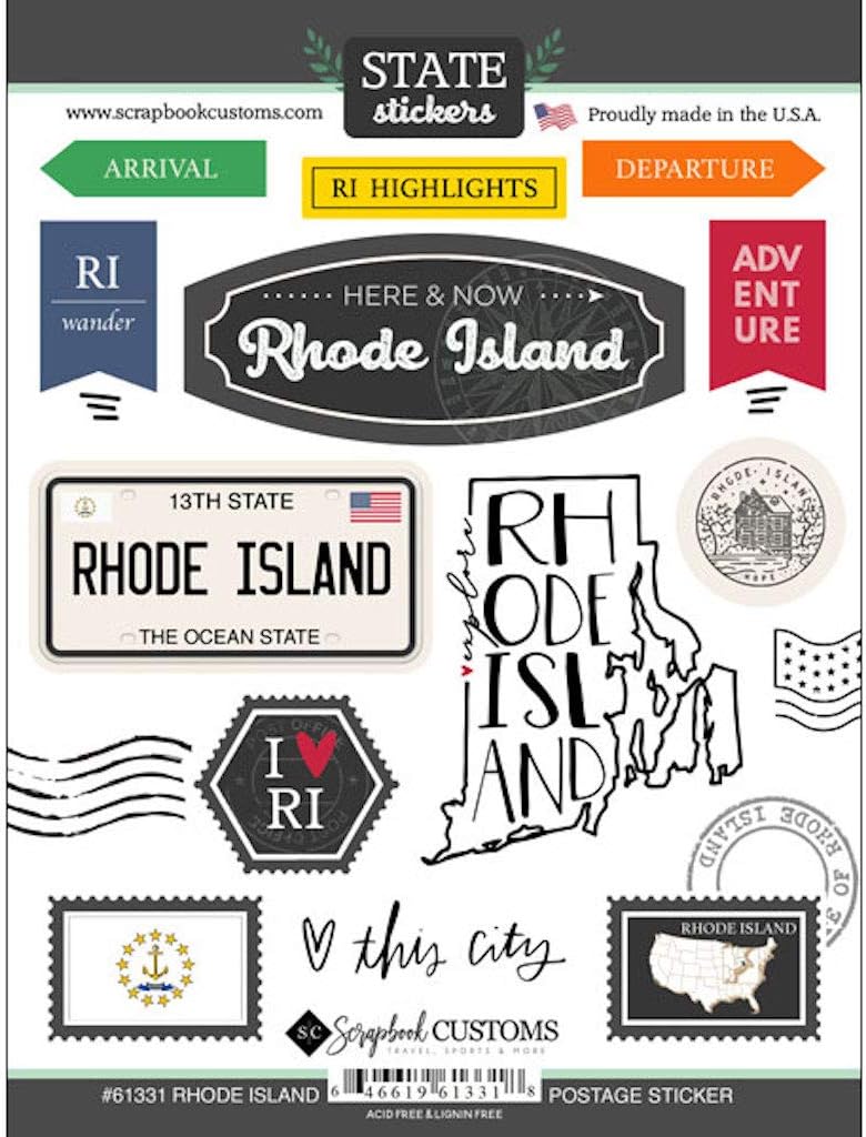 Amazon.com: Scrapbook Customs 61331 Rhode Island Postage Stickers