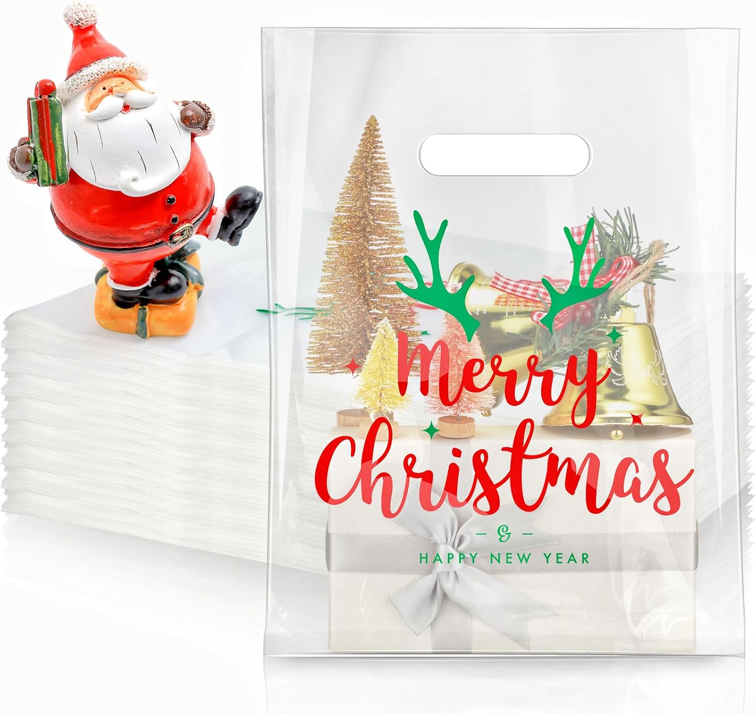 Amazon.com: Locmeo 100 Pcs Clear Christmas Gift Bags Bulk, 9 x 12 Inch ...
