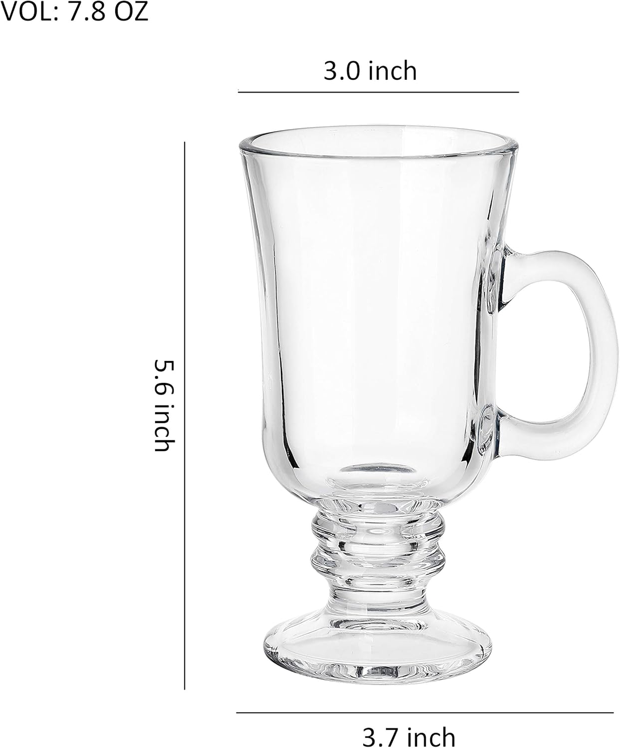8 Ounce Clear Glass Irish Coffee Mug Set of 4 – BigaMart
