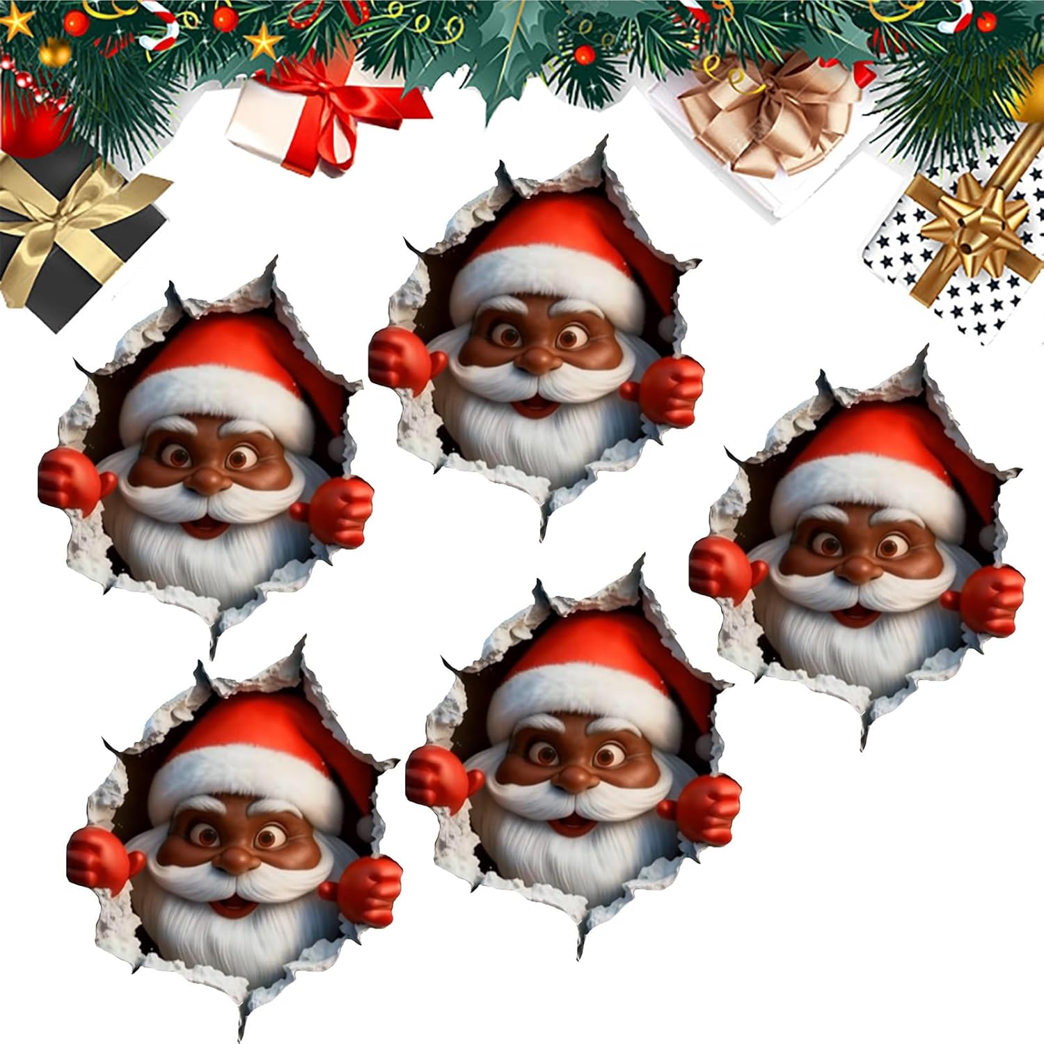 Amazon.com: Black Santa Wall Sticker, Christmas Creative Wall Sticker ...