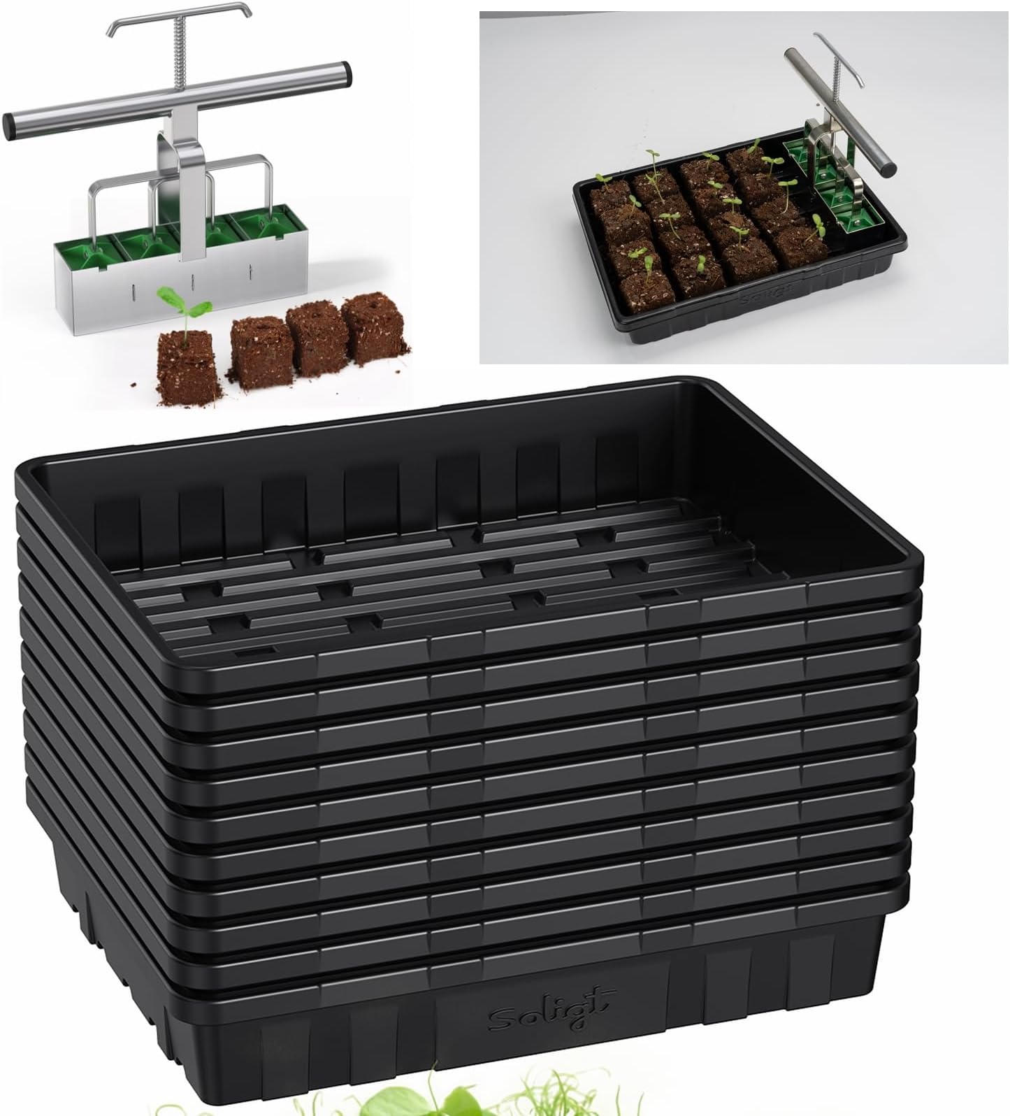 Amazon.com : SOLIGT Extra Thick Heavy Duty 10 Pack Seed Starting Trays ...