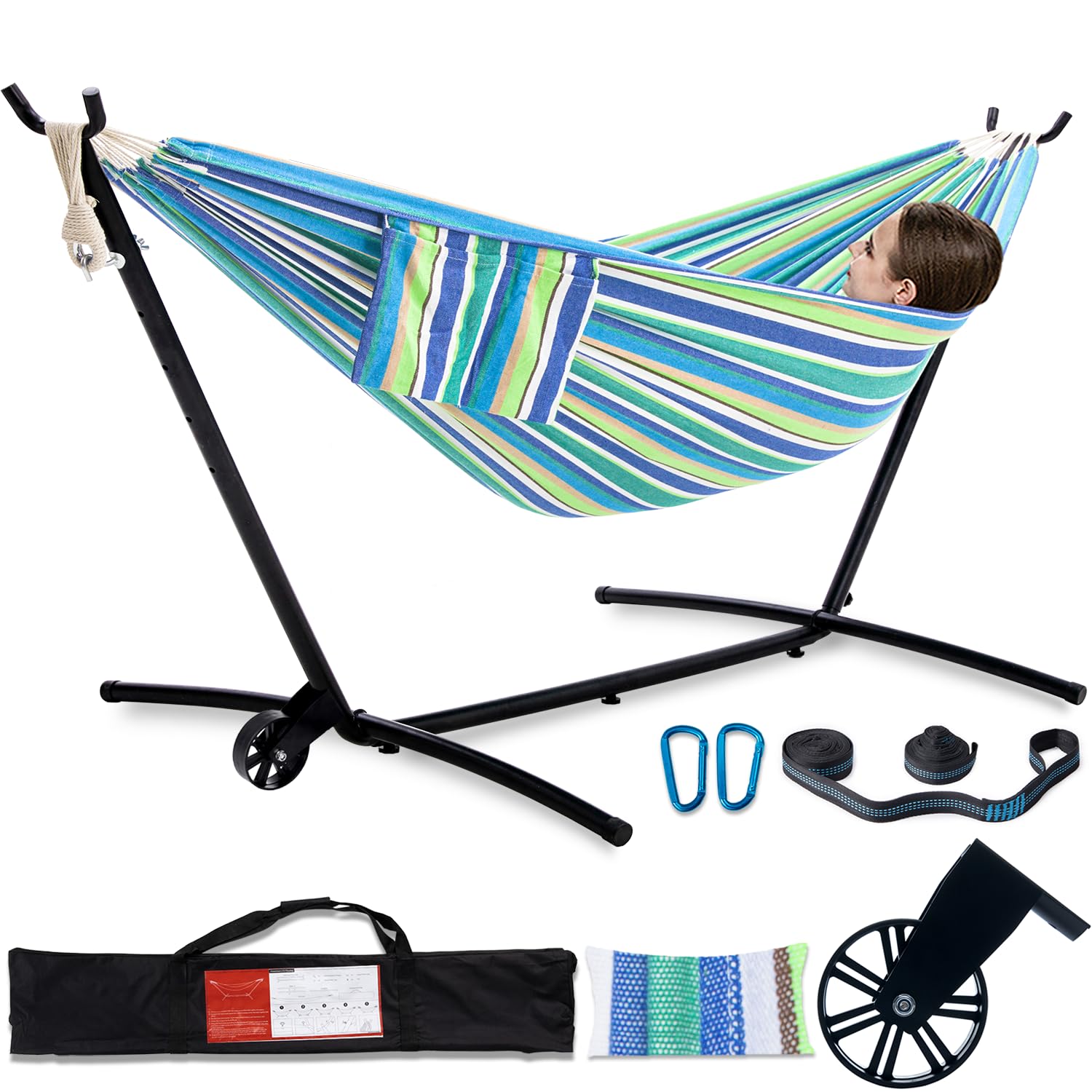 PNAEUT XXL Hammocks with Stand 2-3 Person, Max 550 lbs Capacity ...