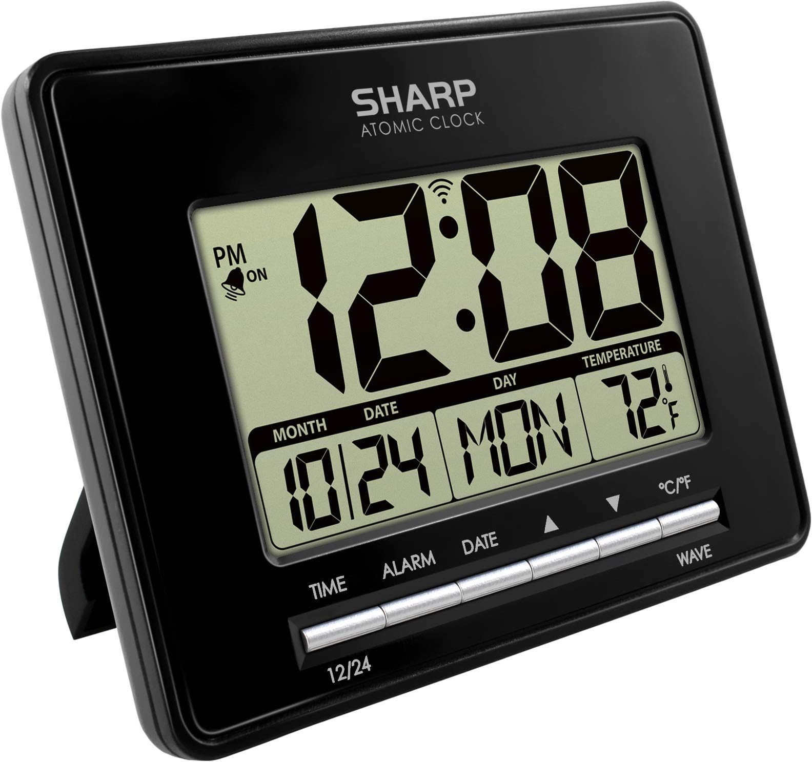 Amazon.com: Sharp Atomic Desktop Clock – Auto Set Digital Alarm Clock ...