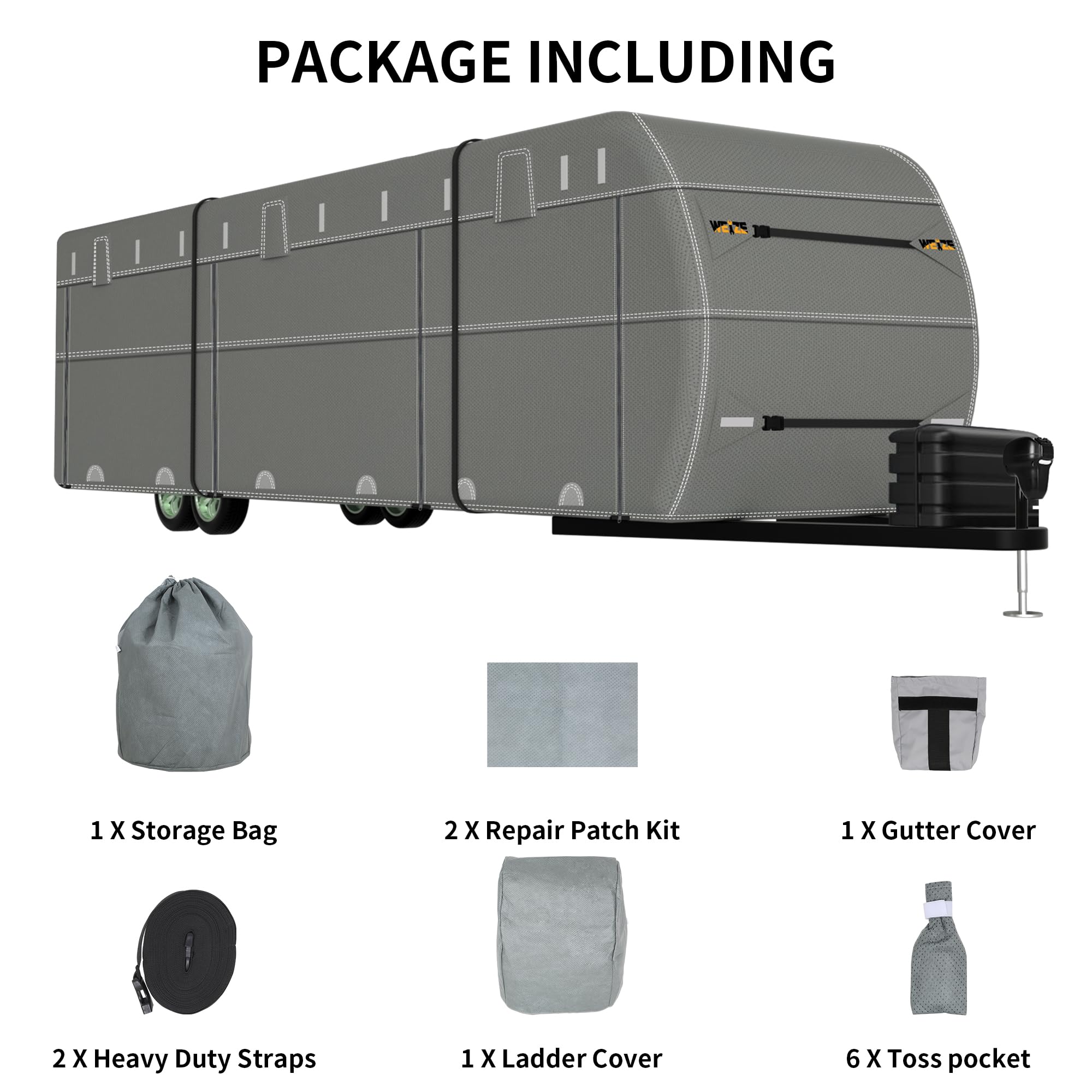 Weize Travel Trailer Cover, Waterproof Camper RV Cover Non-Woven Fabric ...