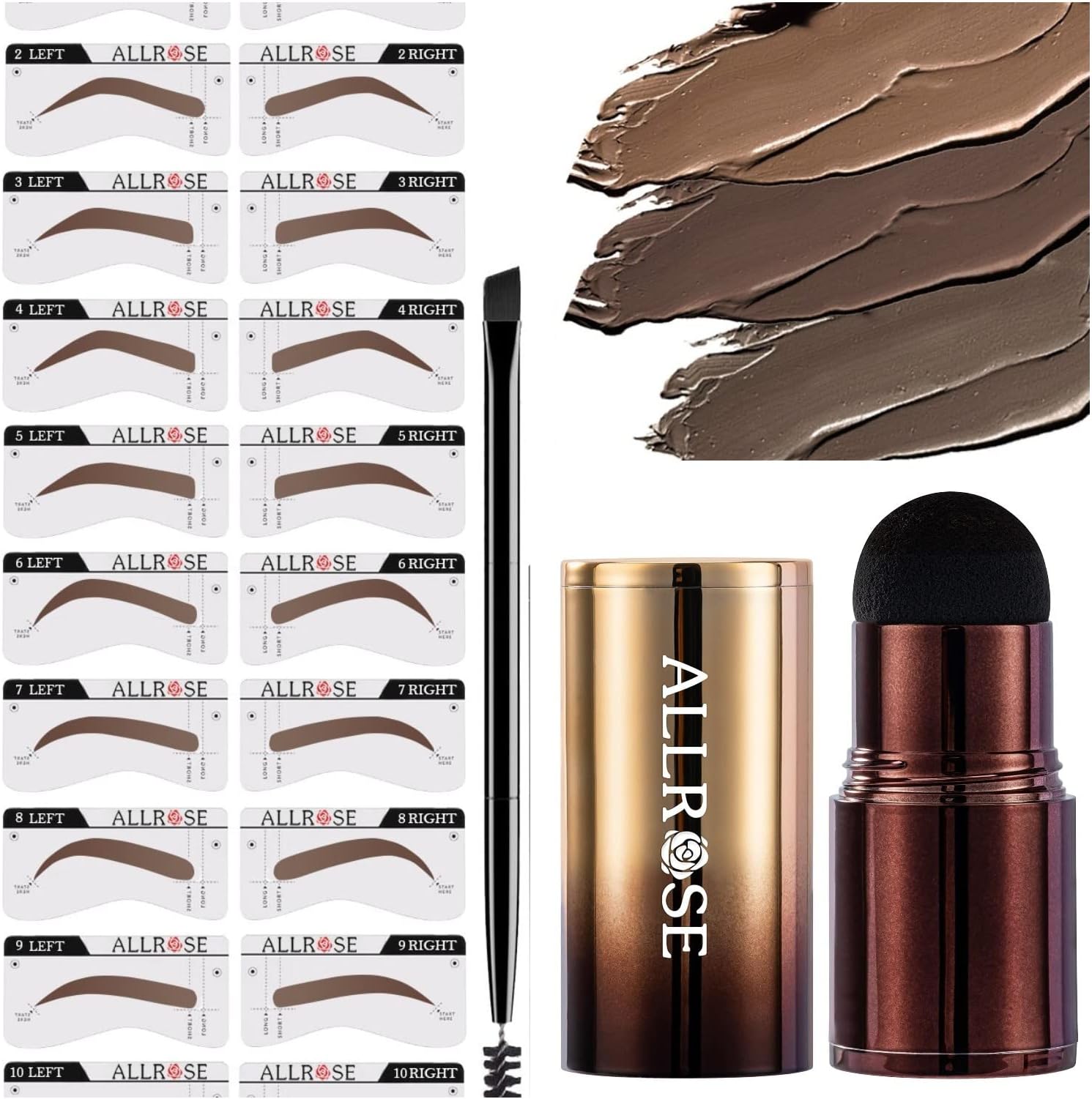 Amazon.com : ALLROSE Eyebrow Stamp Stencil Kit - Brow Stamp Kit, One ...