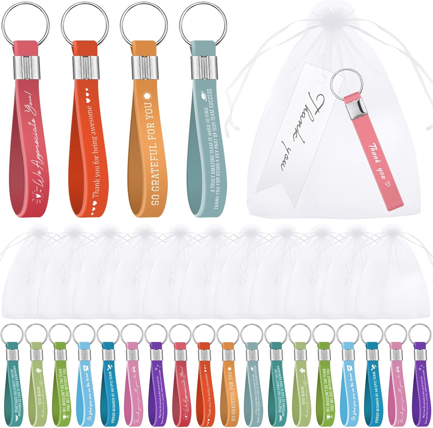 Amazon.com: Bucherry 24 Sets Employee Appreciation Keychain Gifts Bulk ...