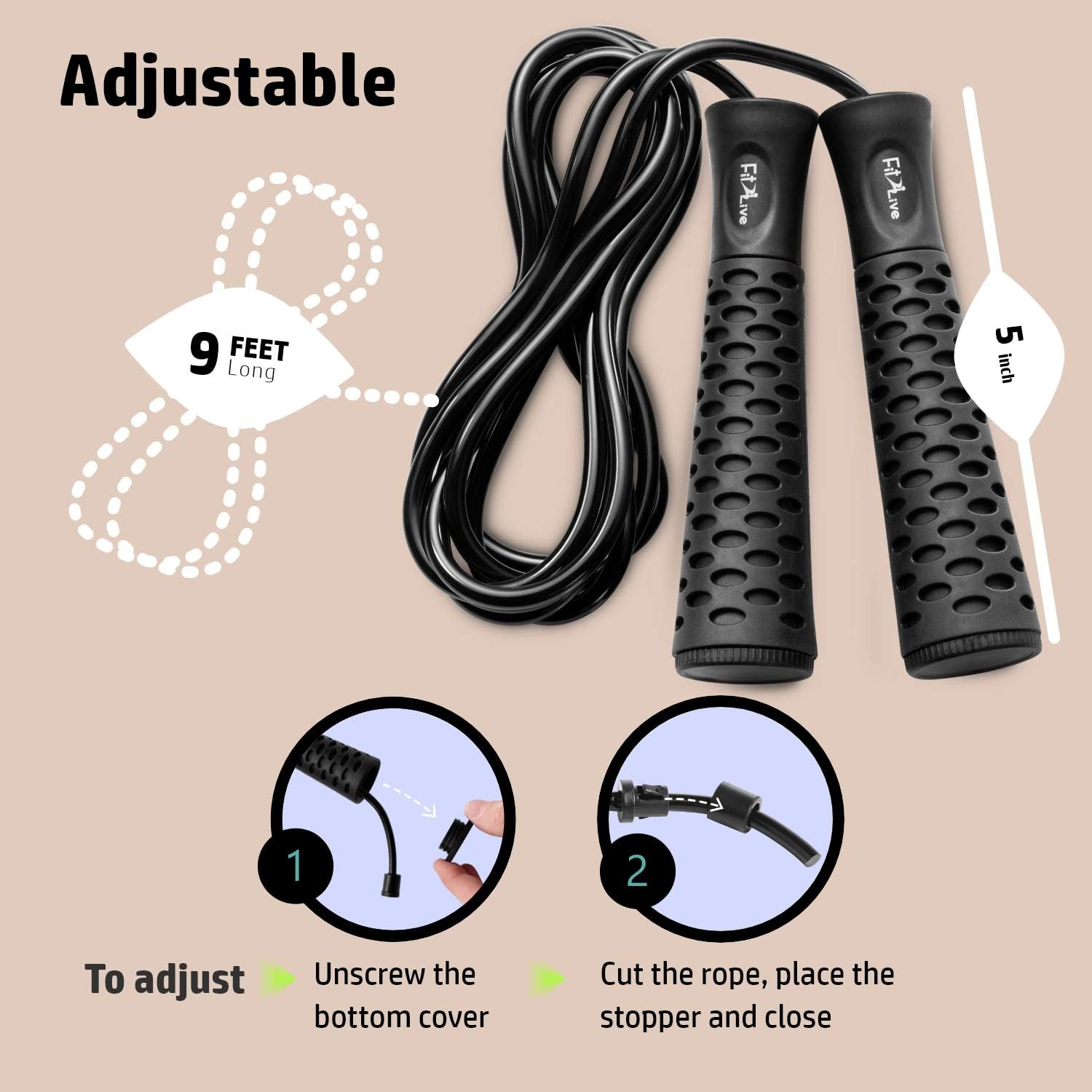 Buy Jump Rope for Fitness - Premium Gym Workout Rope with Adjustable 9 ...