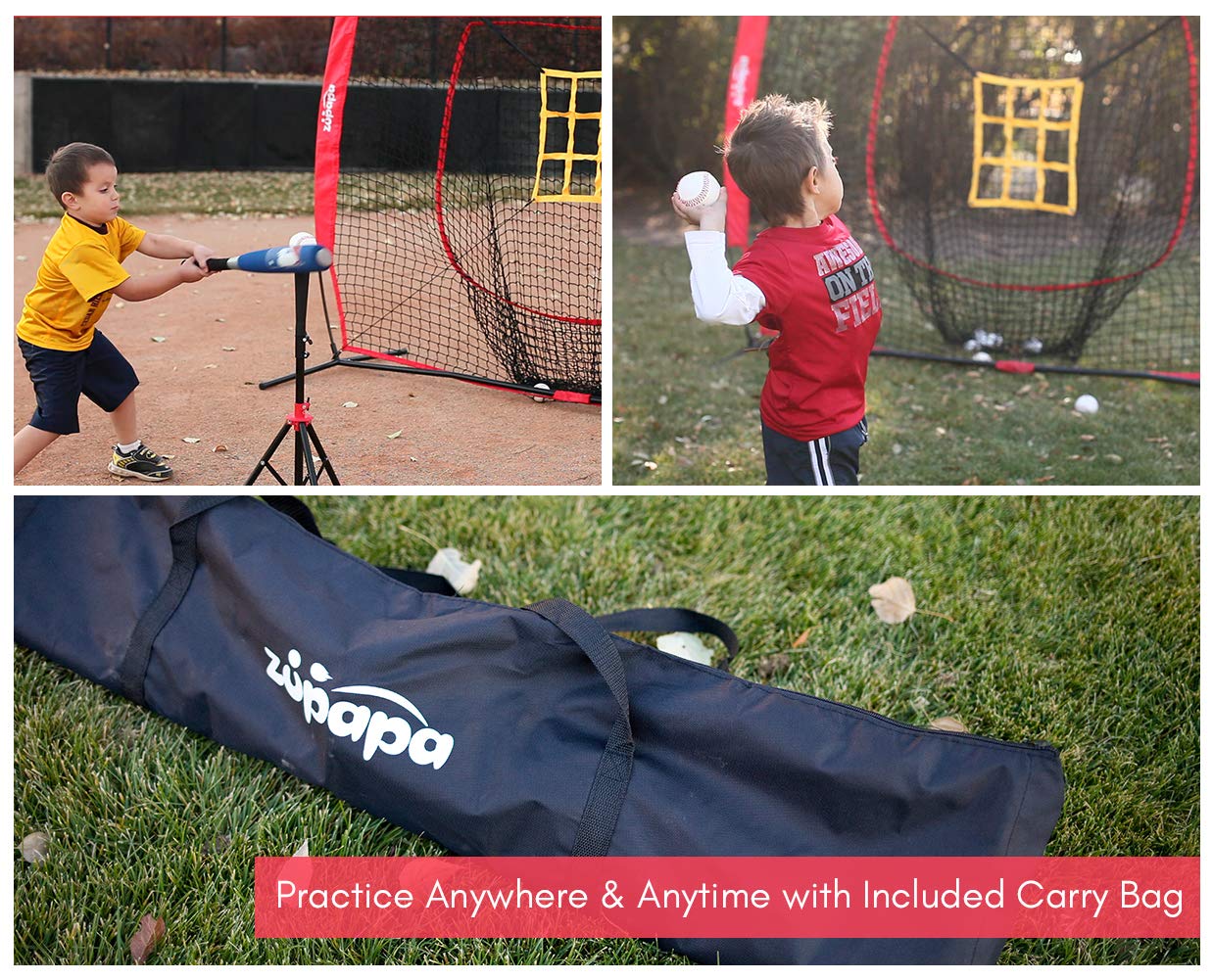 Zupapa Baseball Softball Practice Combo - 7 X 7 Feet Net Tee Caddy 12 ...