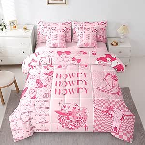 Amazon.com: Erosebridal 7Pcs Western Cowgirl Bedding Sets Pink Disco ...