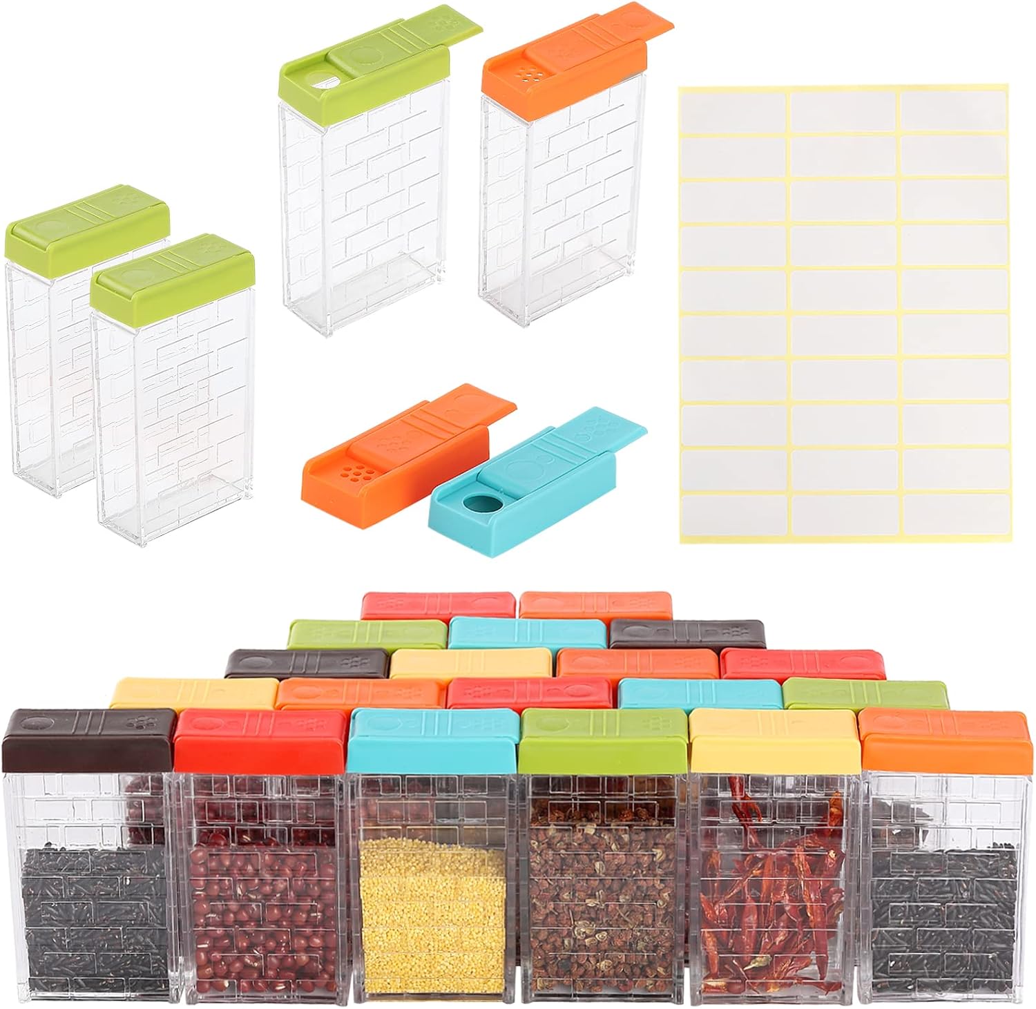 Amazon.com: URALFA 24 Travel Spice Containers with 2-in-1 Lids ...