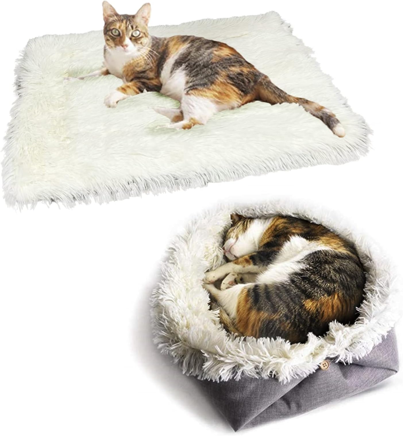 Eidoct Furry Self Warming Cat Mat for Cats Small Dogs,Function 2 in 1 ...