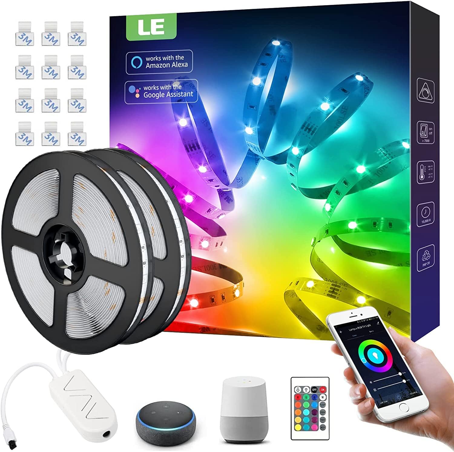 HOVVIDA LED Strip 20M WiFi, Kompatibel mit Alexa und Google Home, 30 ...
