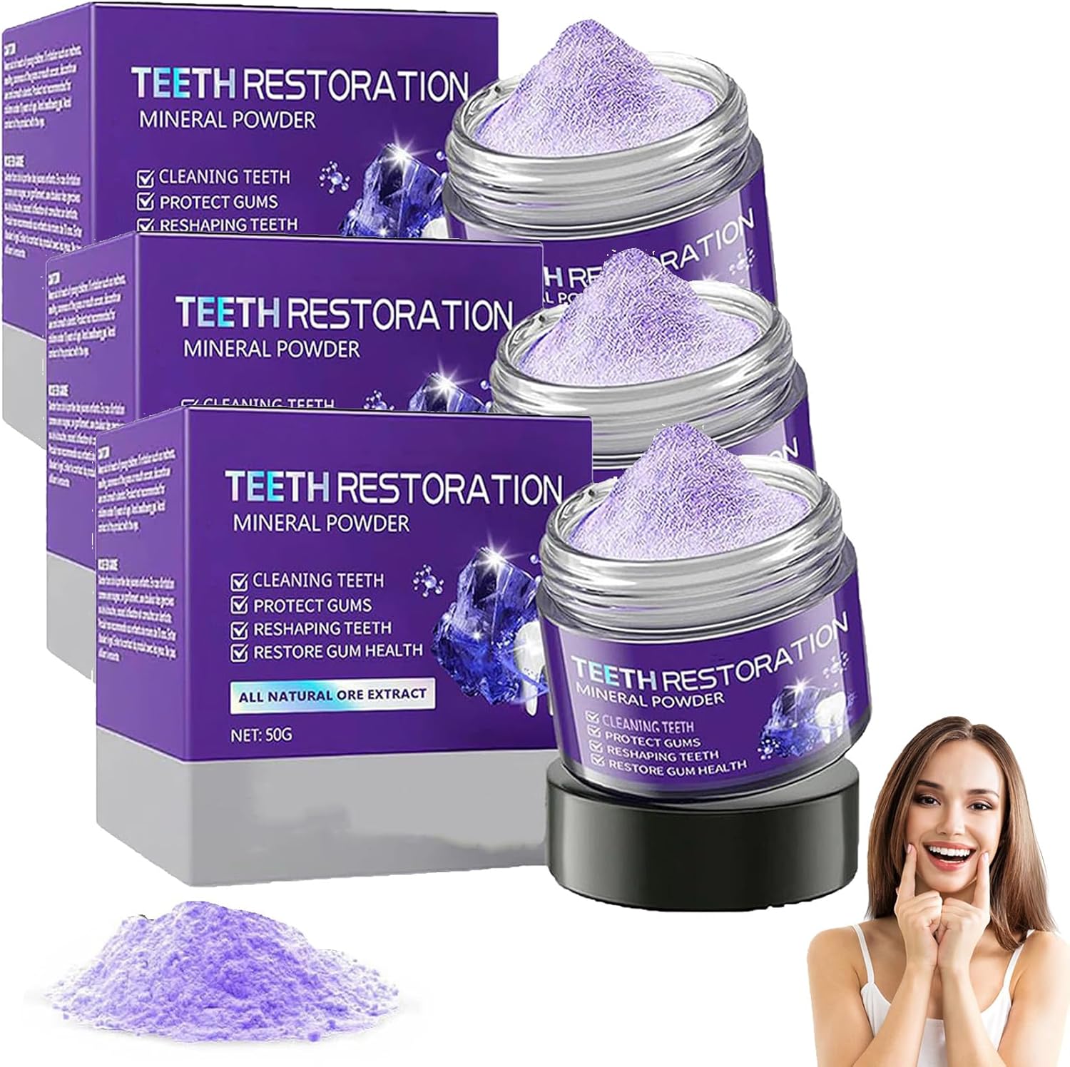 LXCJZY Teeth Restoration Mineral Powder, Natural Tooth Whitening Powder ...