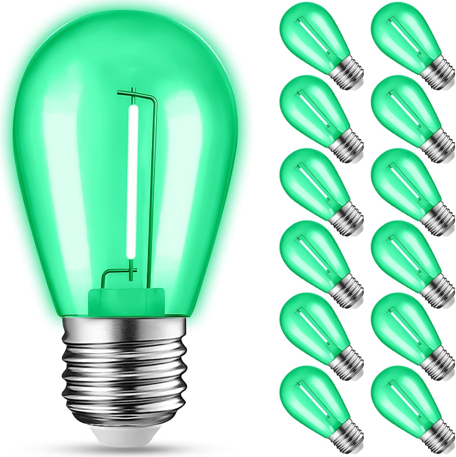 JAHEKS 12-Pack Green String Light Bulbs, Patio String Light Replacement ...