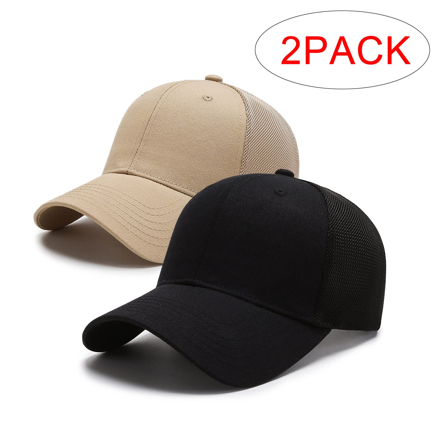 Buy 1 & 2 Packs Stiff Structured Front Panels Baseball Cap Golf Dad ...