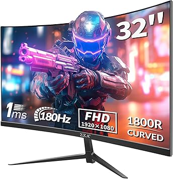 Amazon.com: ZZA 32 Inch Curved Gaming Monitor 180hz,Computer Monitor 32 ...