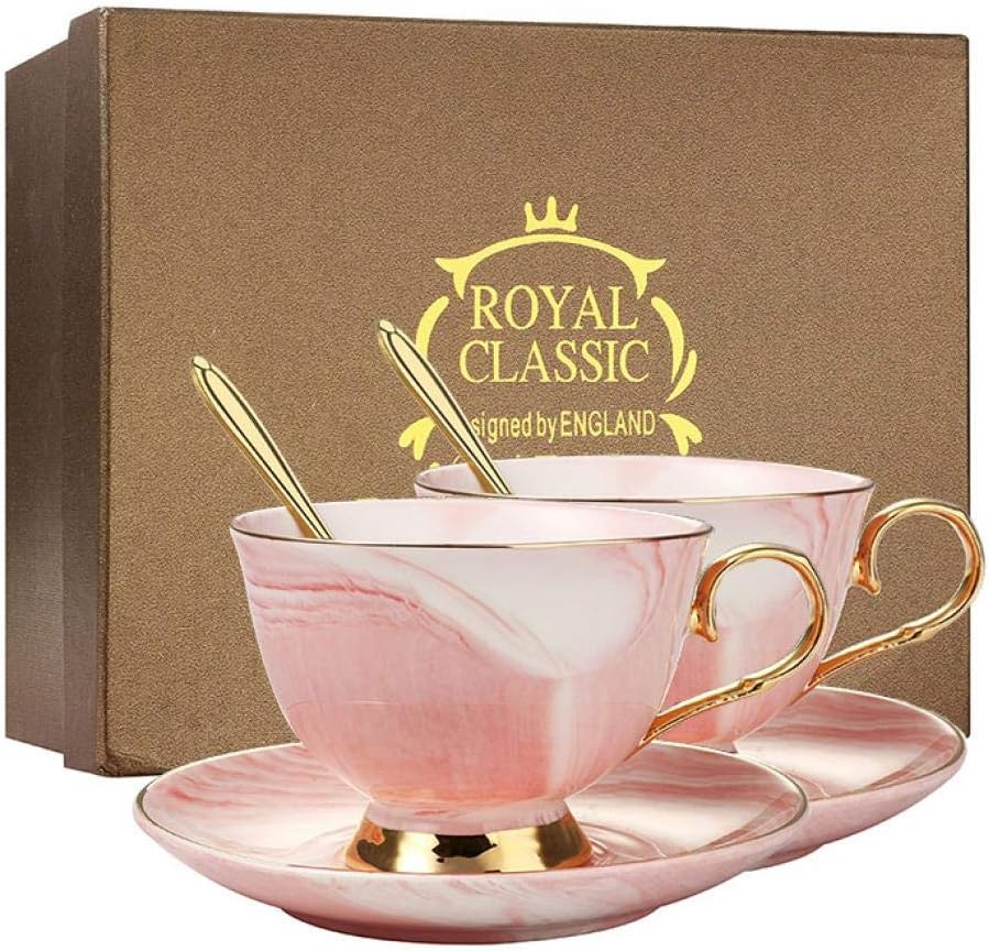 Cups and Saucers Sets with Spoons, Chic Porcelain Tea Cup Coffee Mug ...