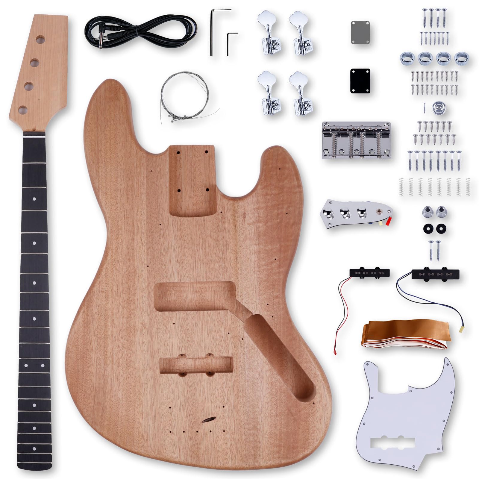 Snapklik.com : Leo Jaymz DIY Electric Bass Guitar Kits - Mahogany Body ...