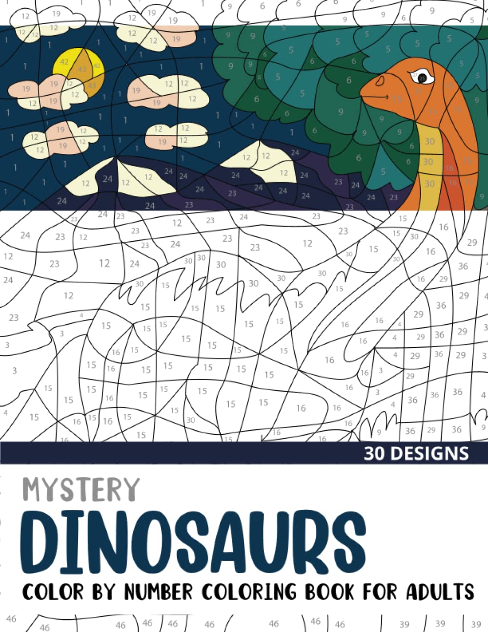 Amazon.com: Mystery Dinosaurs Color By Number Coloring Book for Adults ...