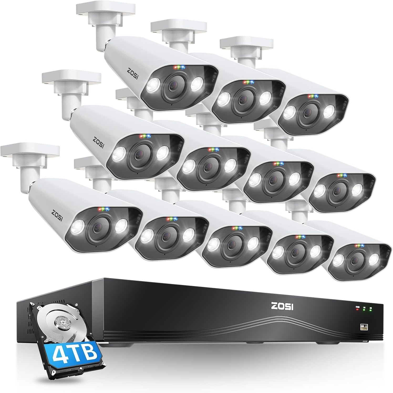 Amazon.com : ZOSI 32CH 4K PoE Security Camera System,12pcs 8MP Outdoor ...