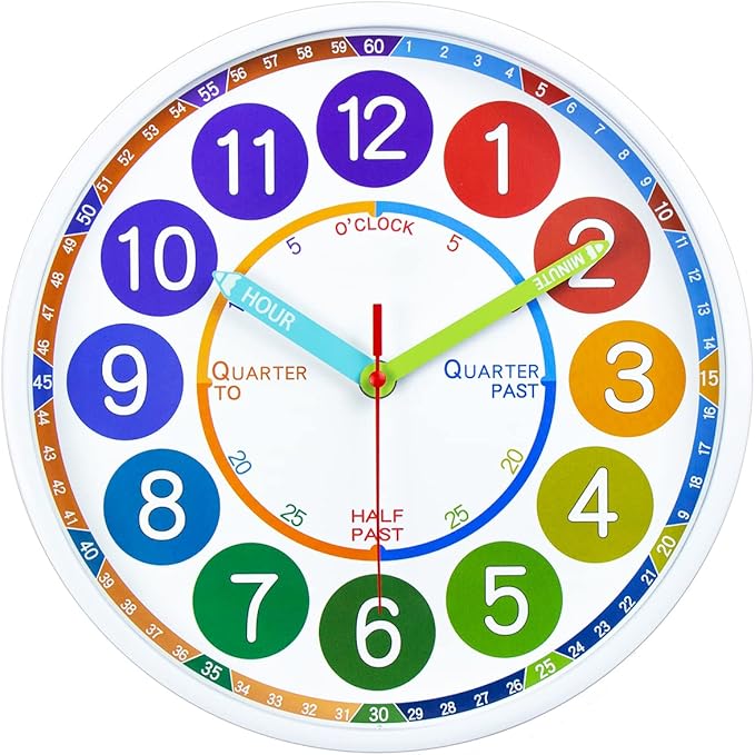 Amazon.com: 45MinST Teaching Clock, Silent Movement, Educational Clock ...