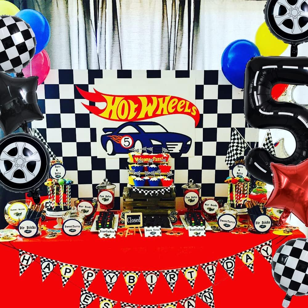 Globos de 40 pulgadas para auto de carreras de 5 cumpleaños número 5 ...