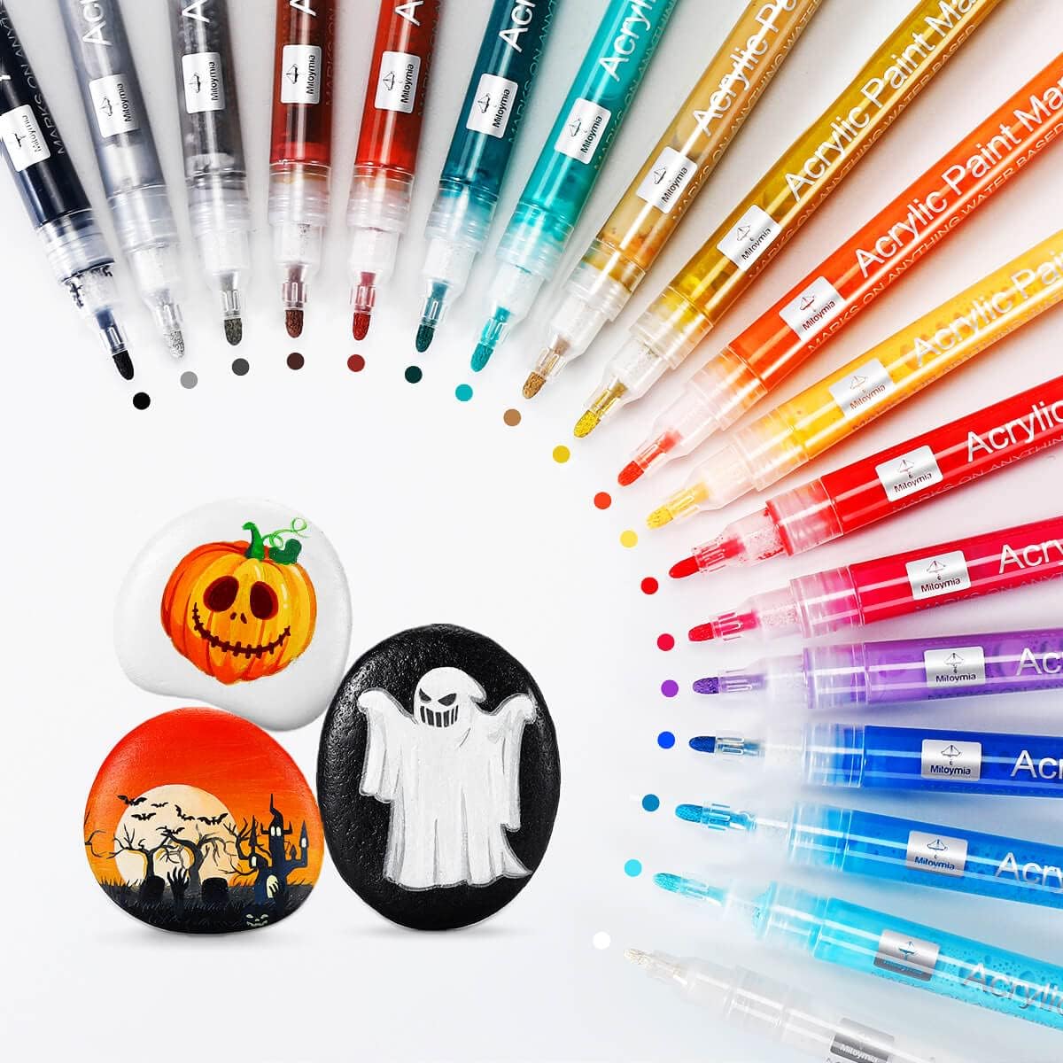 Mitoymia Acrylic Paint Pens Markers for Rock Painting Glass Stone Wood ...