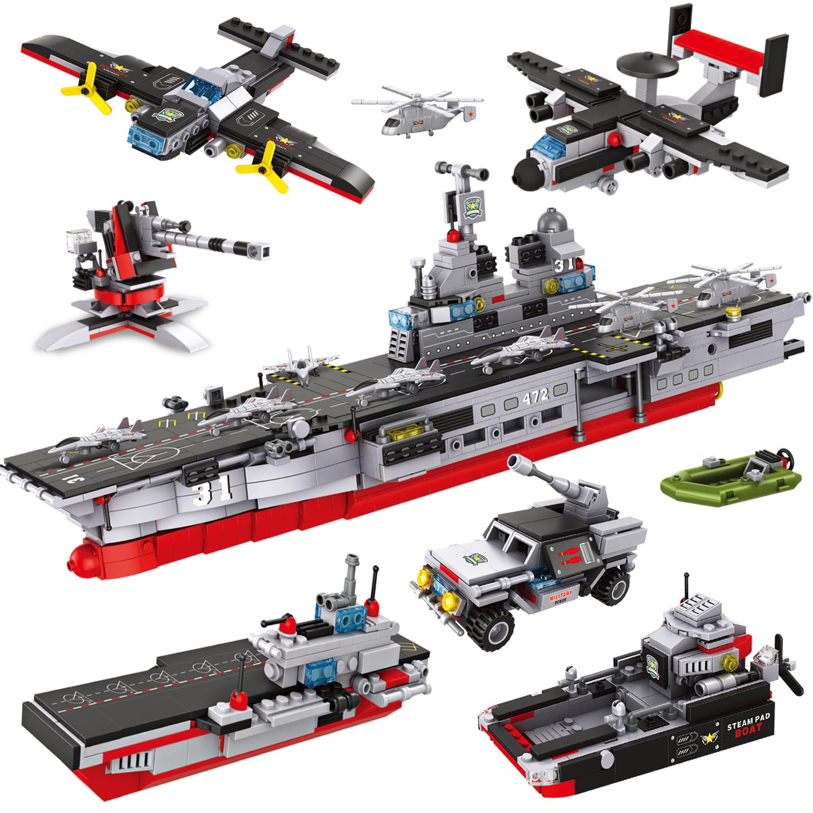 Amazon.com: Aircraft Carrier Building Set, 1161 Pieces Military ...