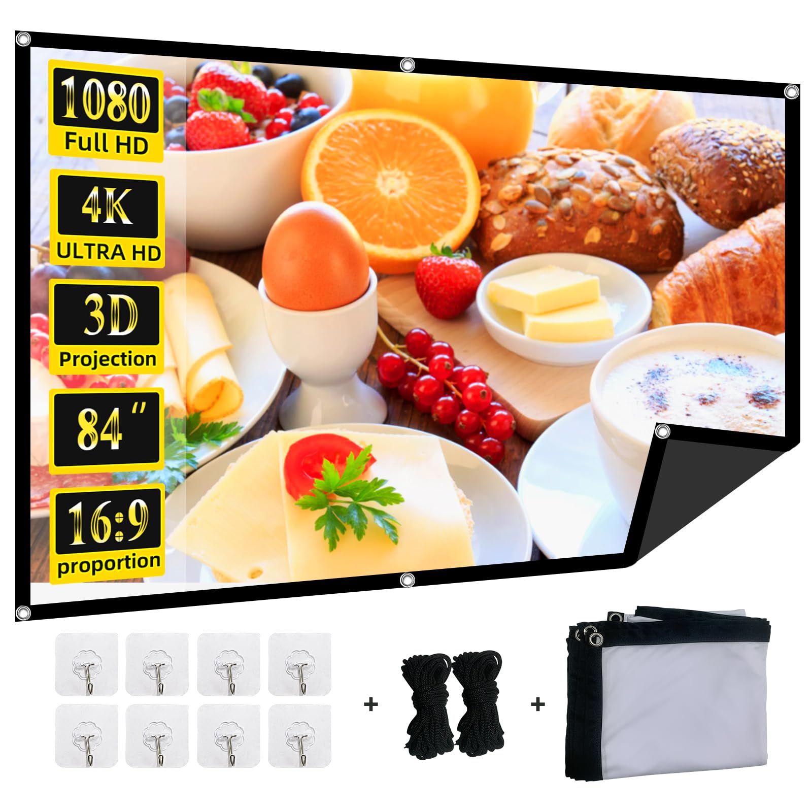 Amazon.com: Foldable 84-inch Projector Screen,XINLEMY 4k 16:9 Anti ...