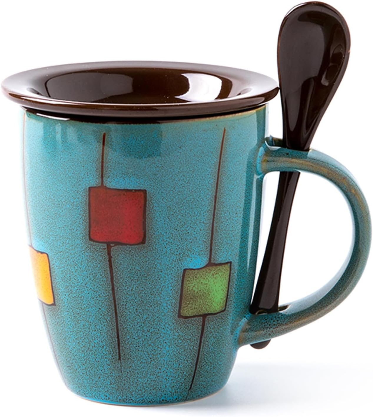 Amazon.com: INSTR 12 Oz Ceramic Coffee Mug with Lid and Spoon, Heavy ...